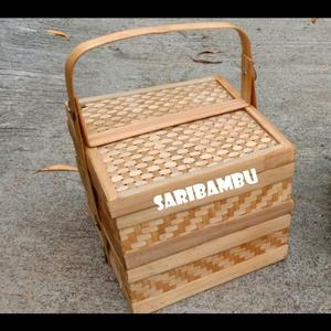 Jual rantang kotak bambu 25cm susun 2/hampers bambu/rantang kotak bambu ...