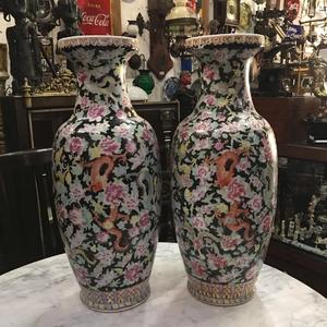 Jual Guci Keramik Black Family RoseDragon Flower China Qianlong Antik ...