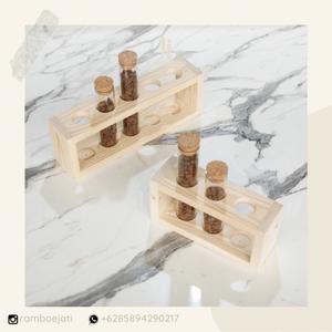Jual Tabung kopi kaca display / rak tempat biji kopi kayu / tea tube ...