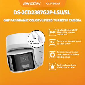 Promo HIKVISION DS-2CD2387G2P-LSU/SL 8MP PANORAMIC COLORVU ACTIVE DEFENSE TURRET IP CAMERA - 4mm ...