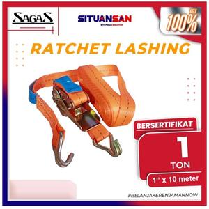 Jual PREMIUM Ratchet Lashing tali pengikat uk.1" 1ton x 10 mtr Sagas ...