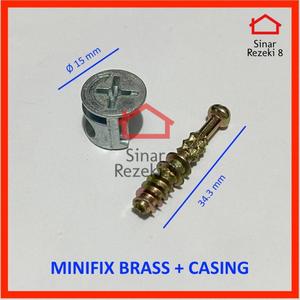 Jual Minifix Baut Knock Down Skrup + Casing BRASS 15 3,5 cm Knockdown ...