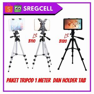 Jual tripod 1 meter + holder tablet/ipad, tripod stand holder tablet/ipad - 2 Meter Hitam - Kota ...