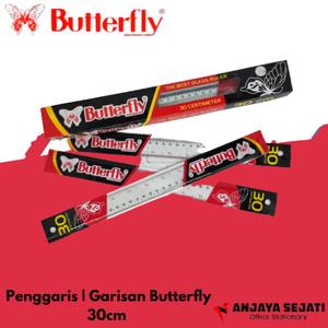 Jual PENGGARIS BUTTERFLY | GARISAN PLASTIK | RULER 30CM | PERLUSIN ...