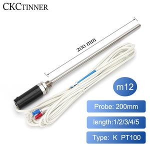 Jual Thermocouple 200mm Thread M12 Type K PT100 Temperature Sensor ...