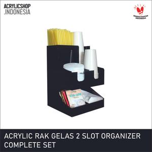 Jual Rak Acrylic/Akrilik Paper Cup Organizer Complete Set 2 Slot 9 Oz ...