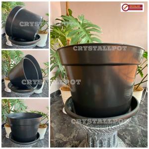 Jual Pot bunga tanaman plastik HITAM 40 polos + tatakan bawah - Kota ...