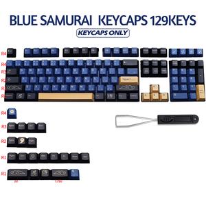 Jual Blue Samurai Keycaps 129 Keys PBT Cherry Profile Key Caps Japanese ...
