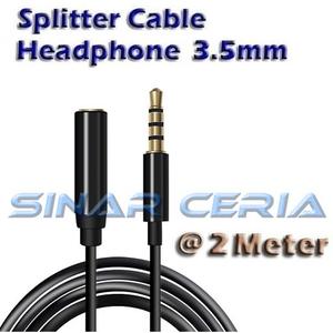 Jual Kabel Perpanjangan Audio Aux Extension @2 Meter 3 Line Jack Mic Headset 3.5mm Male to ...