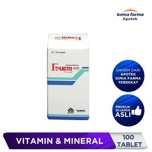 Jual FOLACITE 400 MCG 100 TABLET / SUPLEMEN ASAM FOLAT / KIMIA FARMA ...