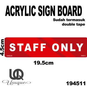 Jual Staff Only Acrylic Sign Board - Label Tanda Akrilik khusus Staff ...