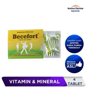 Jual BECEFORT STRIP 4 TABLET / MULTIVITAMIN / KIMIA FARMA - Kab ...