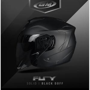 Jual GM FURY BLACK DOFF SOLID DOUBLE VISOR ORIGINAL | HELM MOTOR HALF ...
