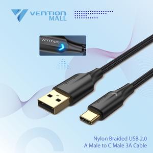 Promo Vention Kabel Data USB Braided Type C 3A Fast Quick Charge Pendek ...