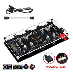Jual 1 To 8 Way Splitter Cooler Cooling Fan RGB PWM HUB for Motherboard ...