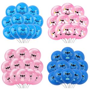 Jual 12 Inch Disney Cartoon Blue Pink Stitch Latex Balloon Set Lilo and ...
