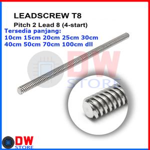 Jual 3D Printer CNC Batang Pipa T8 8mm Lead Screw Lead 8mm Pitch 2mm ...