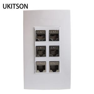 Jual US Faceplate 6 Ports CAT7 CAT.6A RJ45 Internet Face Plate In White ...