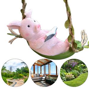 Jual Decorative Piggy Shape Statue Waterproof Hanging Pig Swing ...