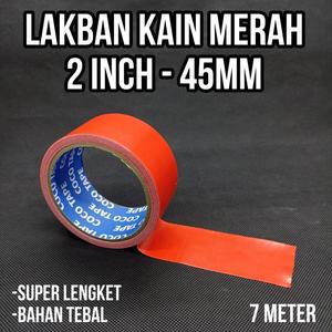 Jual Lakban Isolasi Kain Merah Tebal 45 mm 2" Inch 7 Meter Kualitas ...