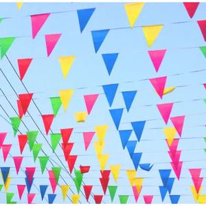 Jual 15 Bendera Kain Segitiga Warna Warni 5 Meter / Bendera Carnaval ...