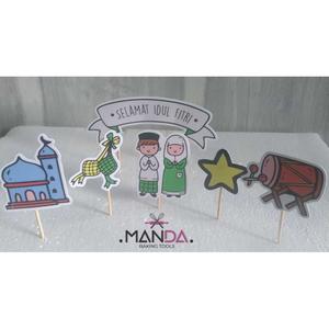 Jual Topper karakter kue tart puding topper kertas topper hari raya ...