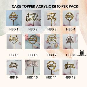 Jual CAKE TOPPER PLASTIK ACLYRIC ISI 10 PCS PER PAK CAKE TOPPER HAPPY ...