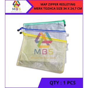Jual MAP ZIPPER TRANSPARAN MERK TOZHCA SIZE 34 X 24,7 CM MAP PLASTIK ...