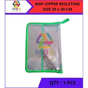 Jual MAP ZIPPER TRANSPARAN SIZE 29 x 39 CM MAP PLASTIK RESLETING JARING ...
