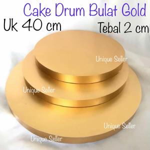 Jual Alas Kue Cake Drum Uk 40 cm BULAT GOLD EMAS Tebal 2 cm / Cake ...