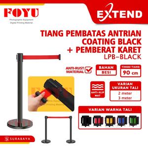 Jual Tiang Pembatas Antrian Antrean Pita Coating Black Stainless Hitam ...