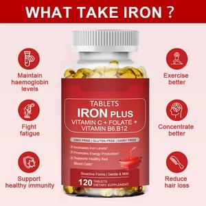 Jual Mulittea Iron Tablets Carbonyl Iron 68mg with Vitamin C 250Mg and ...