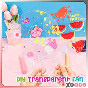 Jual DIY Mewarnai Kipas Tangan Transparan Painting Transparent Fan ...