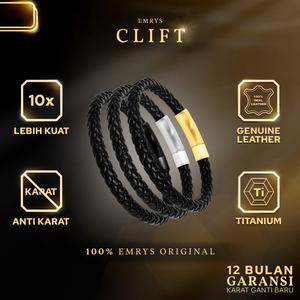 Promo Emrys CLIFT Real Leather Gelang Kulit Asli Pria Wanita - SILVER ...