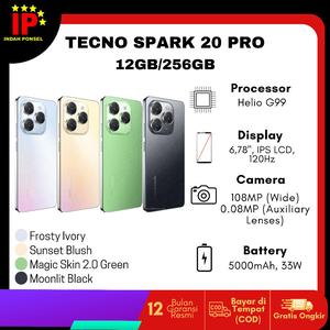 Jual TECNO SPARK 20 PRO RAM 12GB/256GB GARANSI RESMI TECNO - Frosty ...