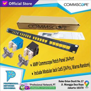 Jual AMP Commscope Patch Panel UTP Cat5e/Cat-5e RJ45 24 port 1479154-2 ...