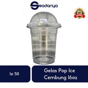 Jual Gelas Pop Ice 16oz (ISI 50) + Tutup Cembung Cup Plastik-Gelas ...