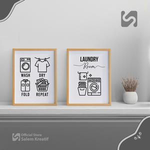 Jual Bingkai Poster A4 Laundry Dekorasi Dinding Aesthetic Pigura Kayu
