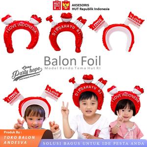 Jual isi 50 Balon foil Bando Merah Putih / Balon Bando bendera i love ...