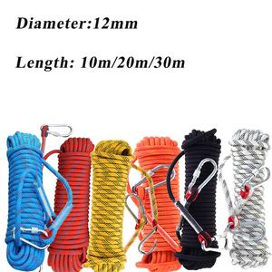 Jual 12mm 10/20/30m High Strength Safety Rock Climbing Rope+2 Hooks Emergency Fire Escape Rope ...