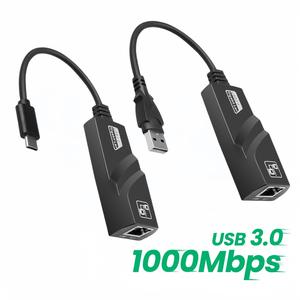 Jual 10/100/1000Mbps USB 3.0 Wired Network Card USB to RJ45 Type C to ...