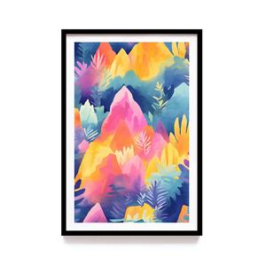 Jual Poster Bingkai Kayu Estetik Lukisan Print Floral Tropical