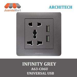Jual [JM] ARCHITECH Saklar Stop Kontak USB Universal Dinding INFINITY ...