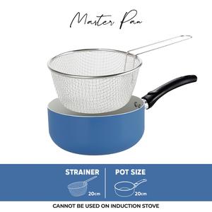 Promo Master Pan Set Panci dengan Saringan Warna Biru 2 pcs Cookware ...