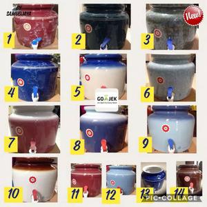 Jual New Guci Air/Guci Keramik Galon+Kaki Guci Steanless/Motif Polos ...