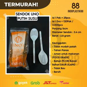 Jual SENDOK Makan Plastik putih susu "UNO" /Sendok Makan Putih susu ...