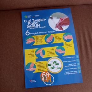 Jual Poster 6 langkah mencuci tangan - Poster cuci tangan pakai sabun ...