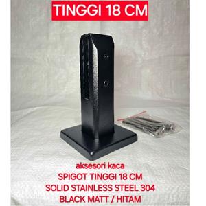 Jual SPIGOT KACA 18 CM BLACK HITAM TIANG RAILING BRAKET KAKI JEPIT ...