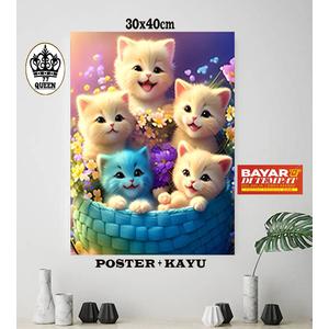 Jual HIASAN DINDING GAMBAR KUCING/POSTER KAYU GAMBAR KUCING/POSTER ...