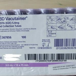 Jual BD VACUTAINER EDTA / BD EDTA TUTUP UNGU UKURAN LENGKAP / TABUNG ...